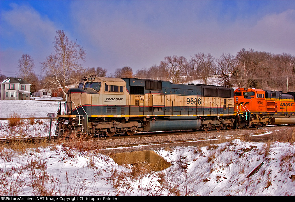 BNSF 9636 - Rear DPU on C-NAMRRS0-11